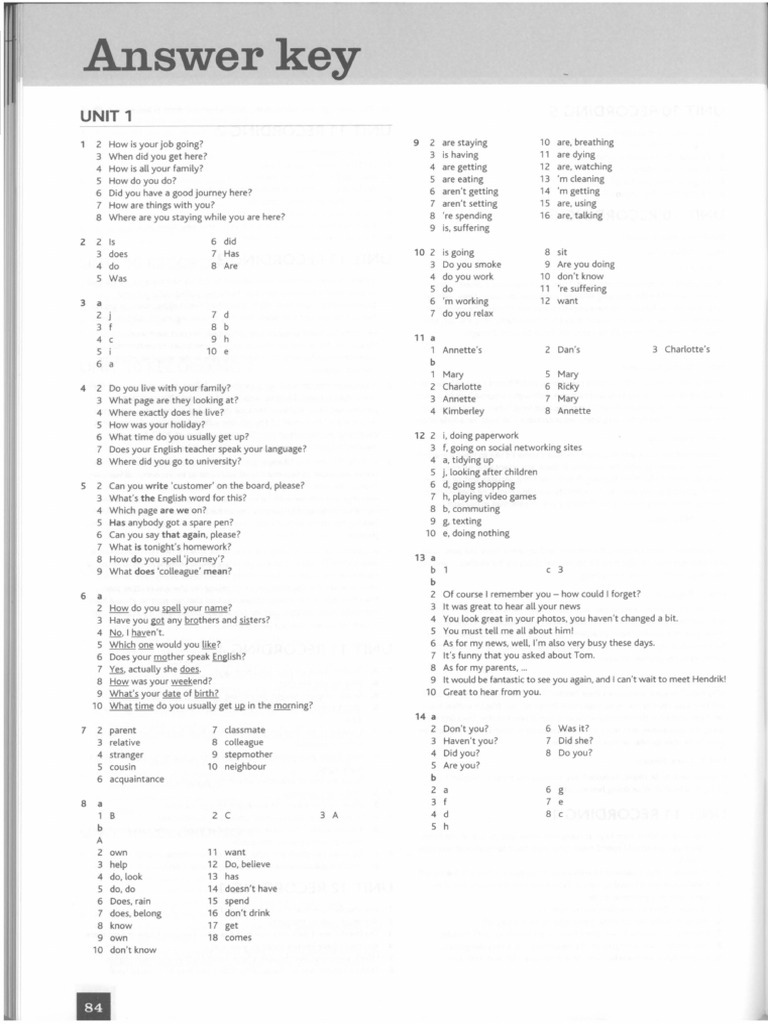 Key - WB - Unit 1-3 | PDF