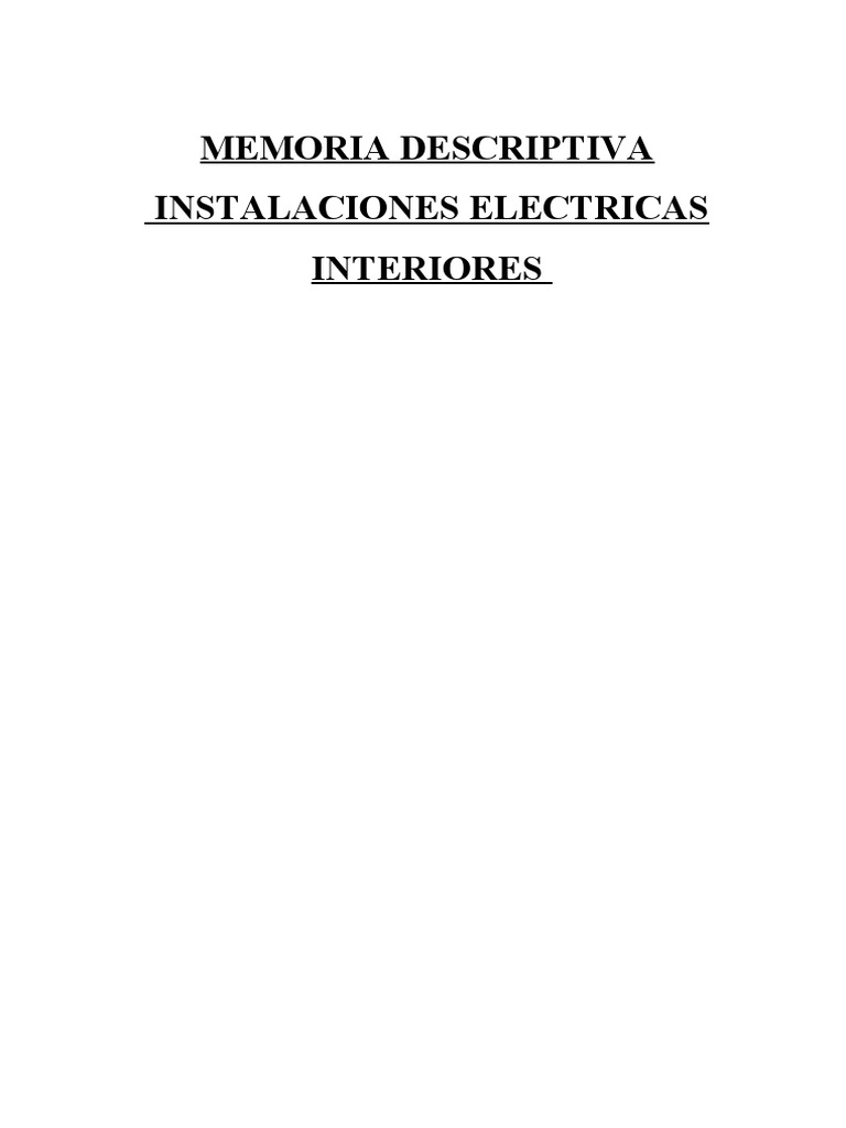 Memoria Descriptiva Instalaciones Electricas Familia Aranibar | PDF | Corriente eléctrica ...