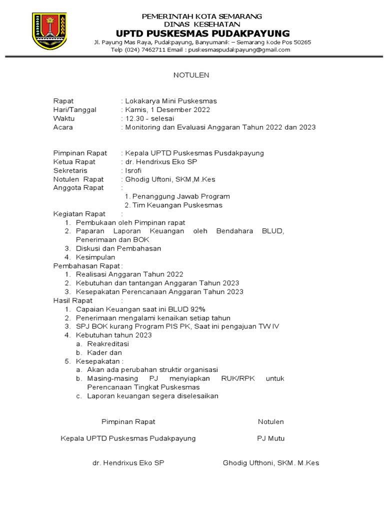 Contoh Notulen | PDF