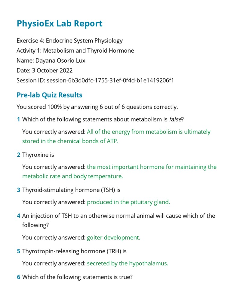 Physioex Exercise 4 Activity 1 Pdf Hyperthyroidism Thyroid