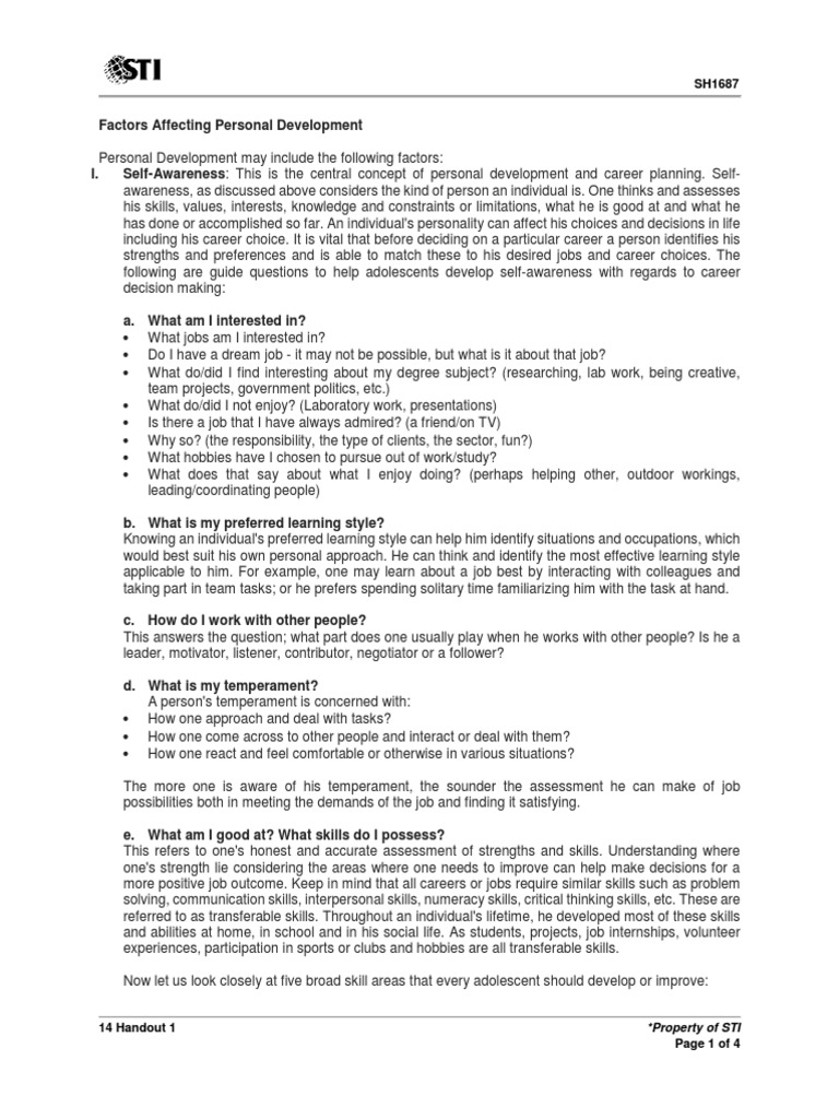 14_Handout_1 | PDF | Personal Development | Goal