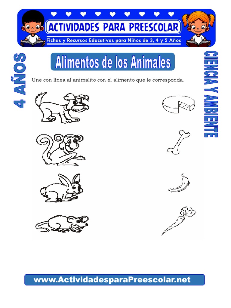 Asociando animales con sus alimentos respectivos | PDF