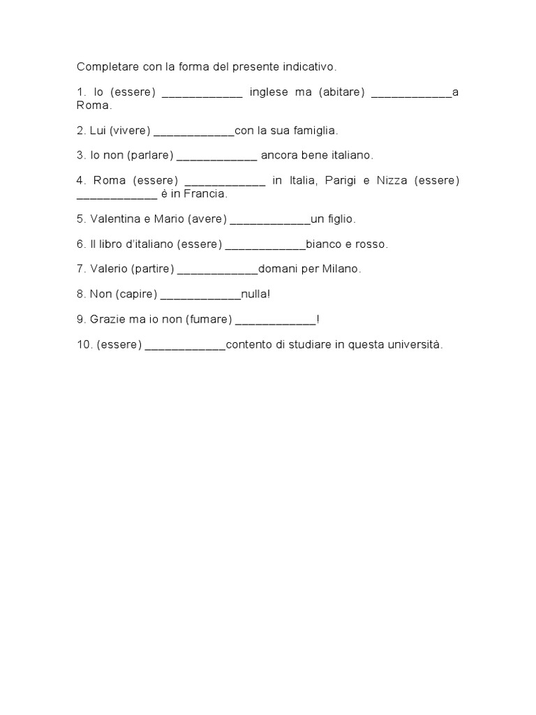 Esercizio Verbi Al Presente 23112022 | PDF