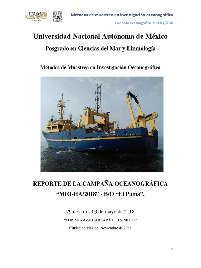 Reporte Campana Oceanografica MIO HA 2018 2 PCML | PDF | Clima | Salinidad