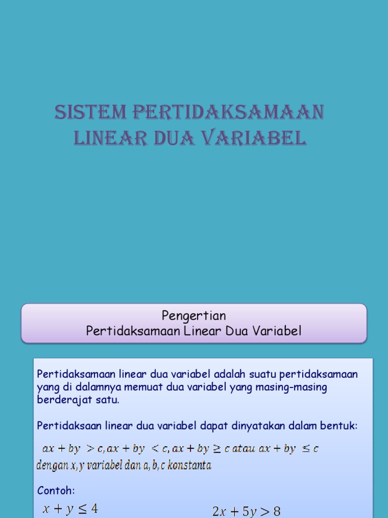 Pertidaksamaan Linear 2 Variabel | PDF