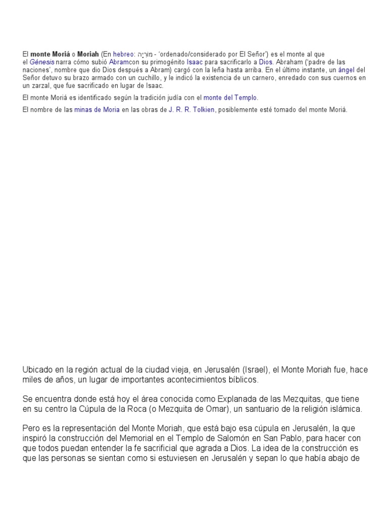 Monte Moria | PDF | Templo en jerusalén | Abrahán