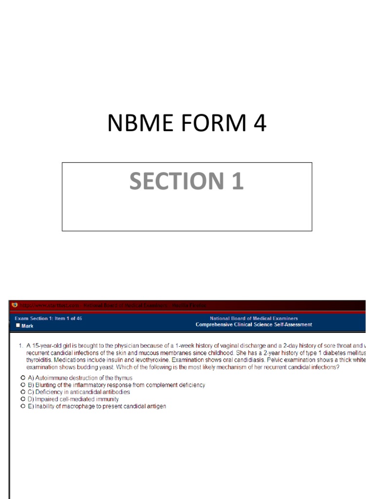 NBME Form 4 Section 1 Overview | PDF