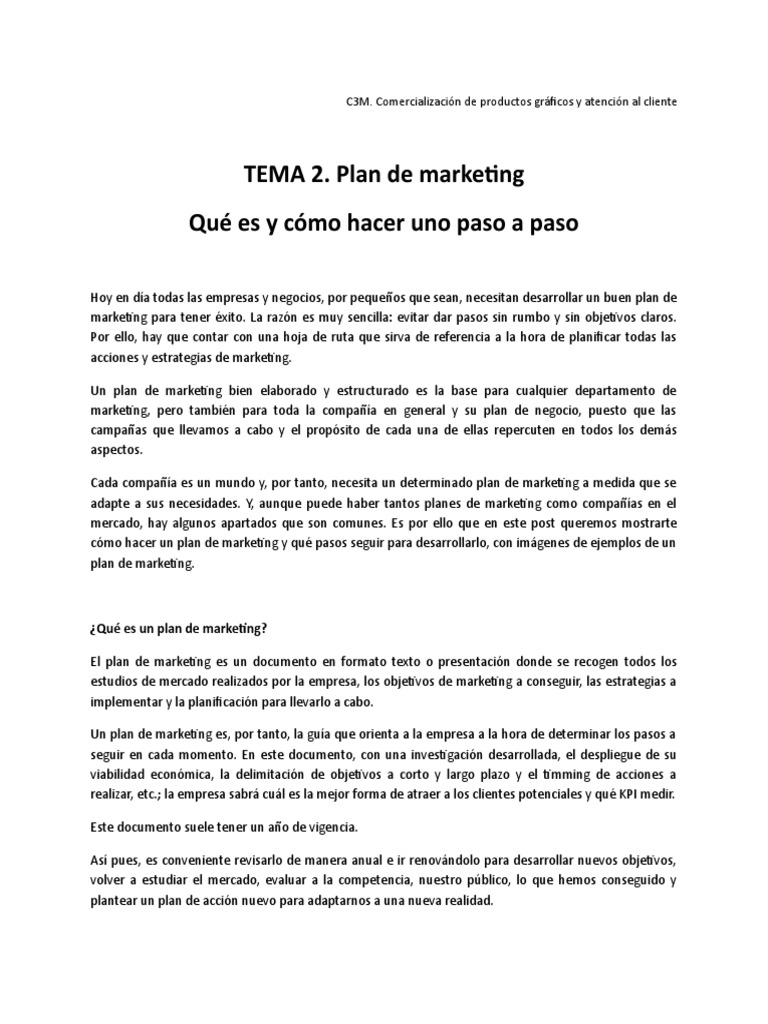 Plan de Marketing C3M | PDF | Marketing | Producto (Negocio)