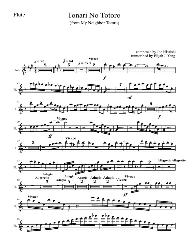 Tonari No Totoro Budokan Concert-Flute | PDF | Performing Arts ...