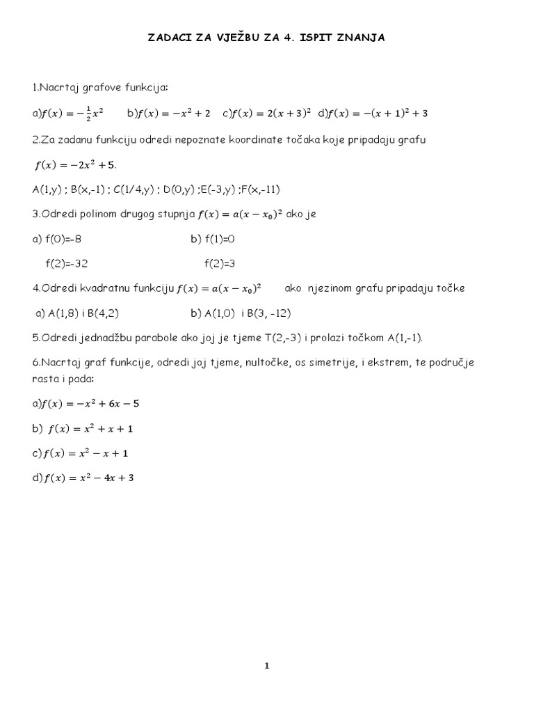 ZADACI ZA VJEZBU ZA 4 Ispit | PDF