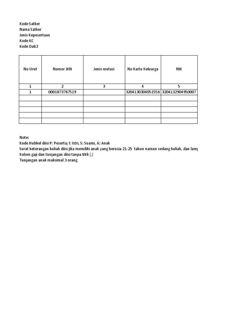 Format PPU Penyelenggara Negara (BPJS Kesehatan) | PDF