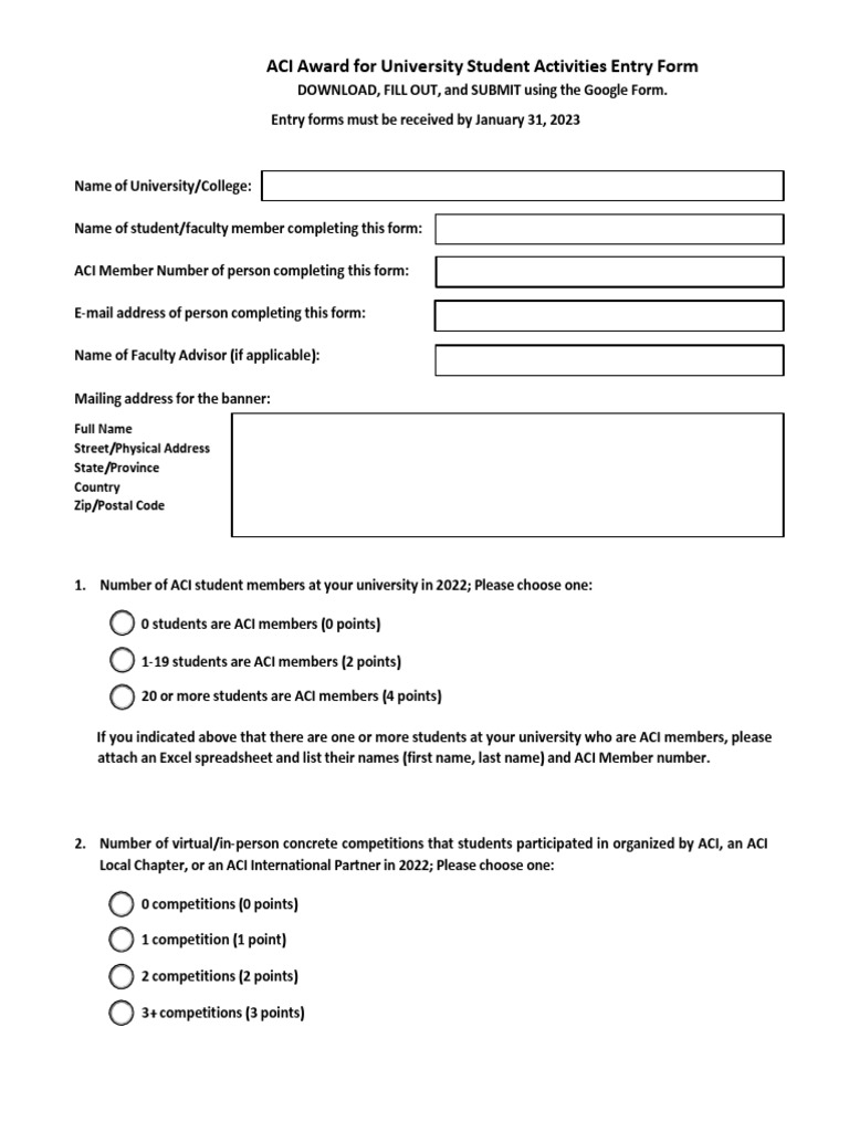 2022 ACIUniversity Award Application | PDF | Zip Code | Computing
