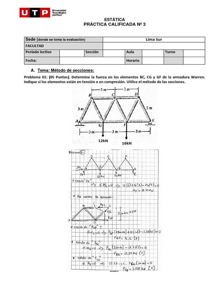 Practica Calificada 03 (Estática) - Solucionario | PDF