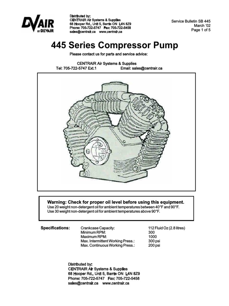 Devilbiss 445 Pump Parts Breakdown | PDF