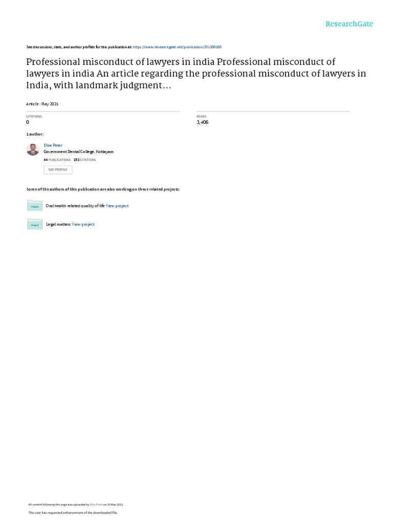 Professionalmisconductoflawyersinindia | PDF | Advocate | Lawyer