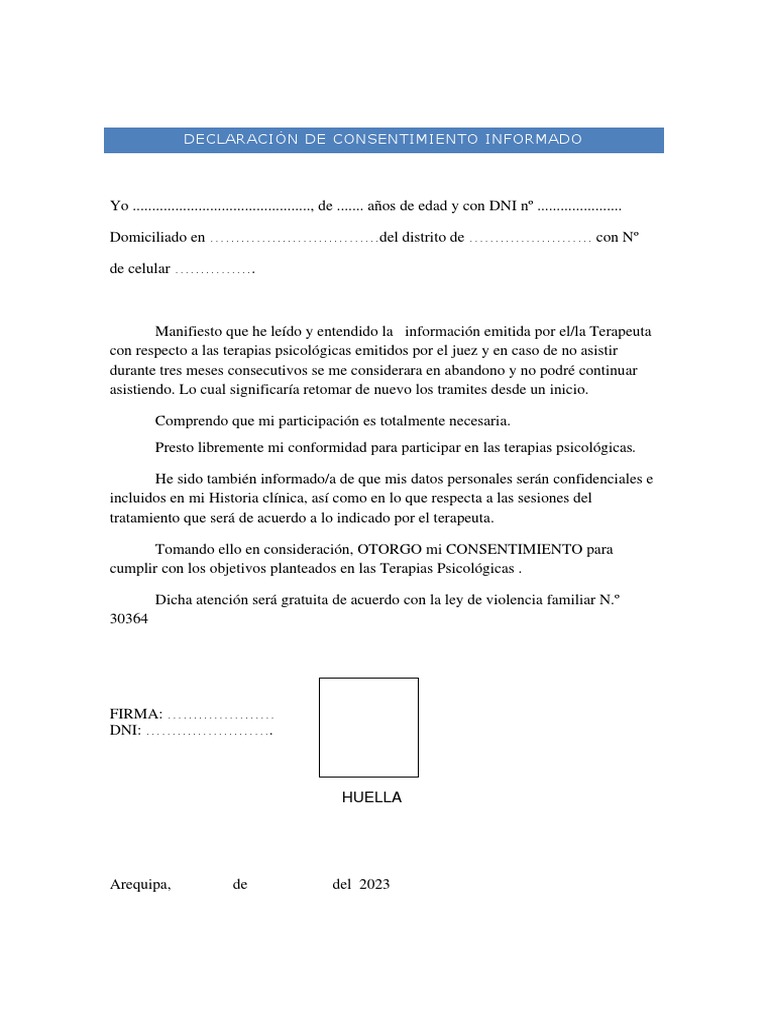 Modelo de Consentimiento Informado | PDF