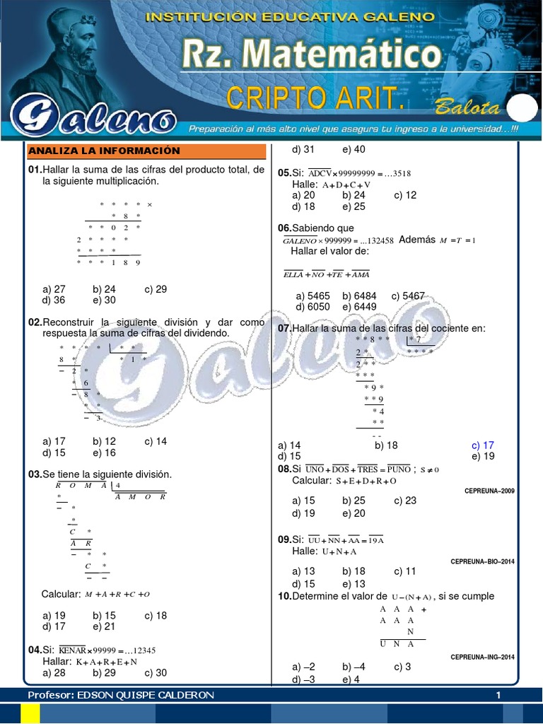 Cripto Aritmetica | PDF | Aritmética | Matemática Elemental