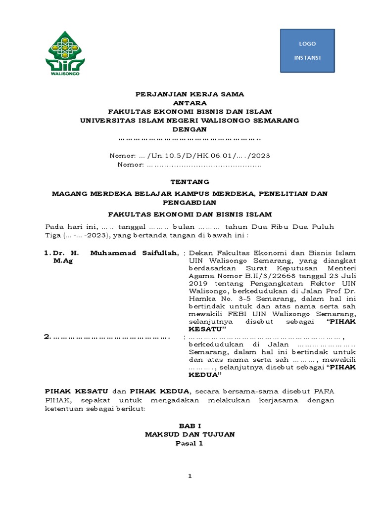 Draft PKS Magang MBKM | PDF