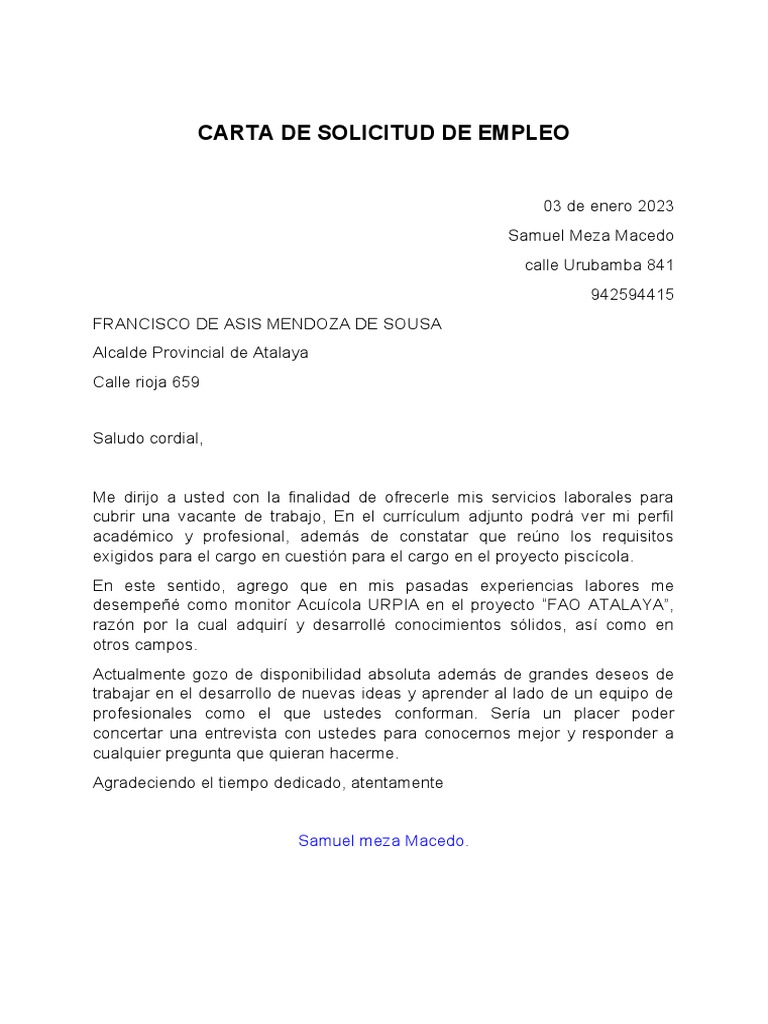 Carta-de-solicitud-de-empleo | PDF