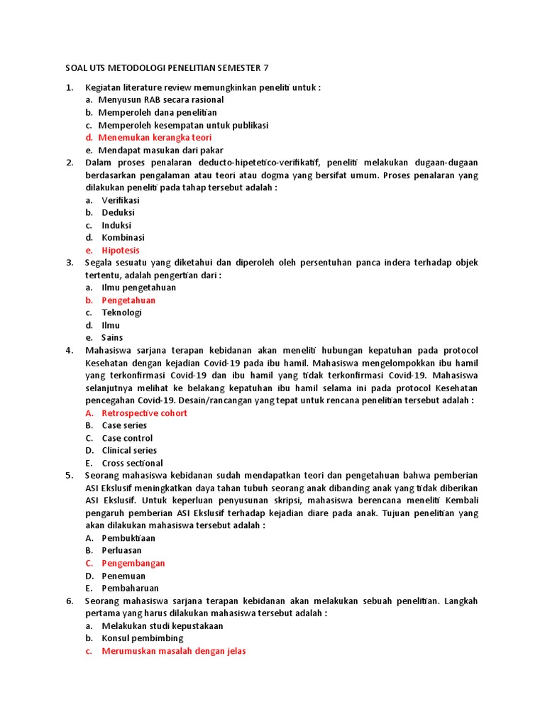 Soal UTS Metodologi Penelitian 2023 | PDF