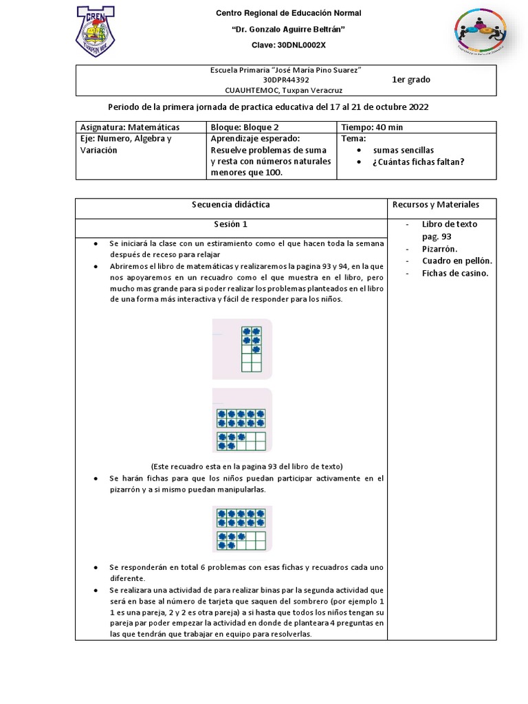 Planeacion de Sumas Sencillas | PDF