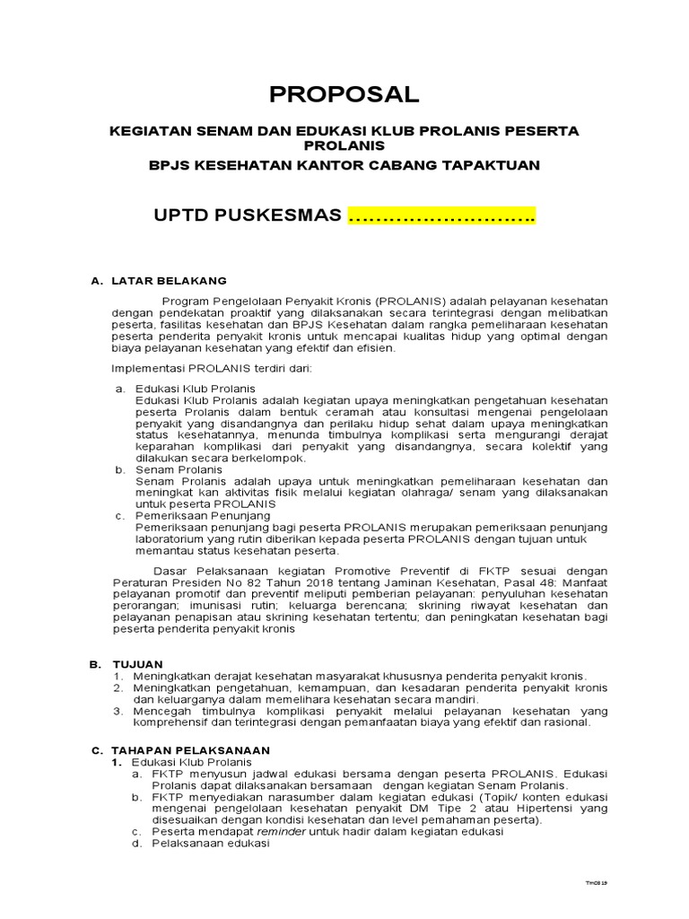 Proposal Kegiatan Senam Dan Edukasi Klub Prolanis | PDF