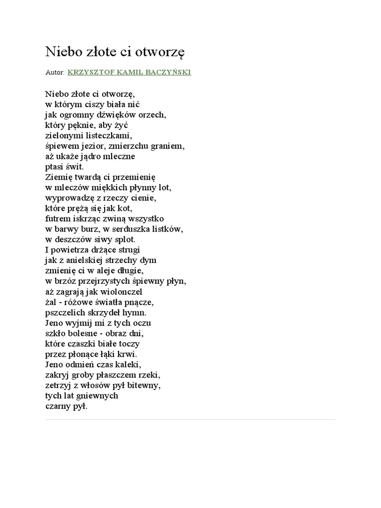 Niebo Złote Ci Otworzę | PDF