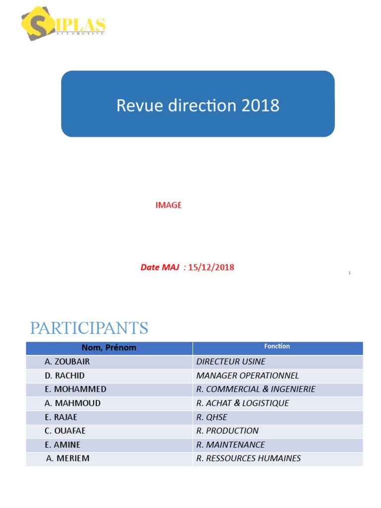Revue de Direction | PDF | Audit | Système de management de la qualité