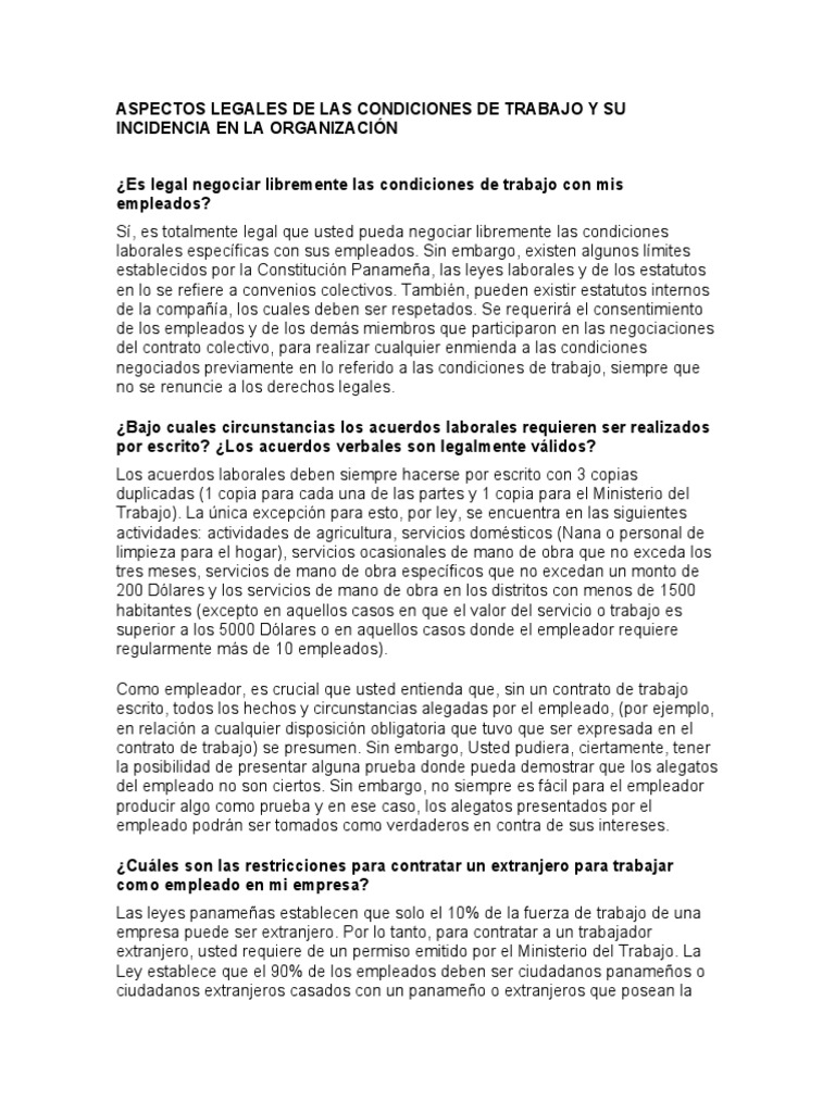 Aspectos Legales de Condiciones Laborales | PDF | Seguro | Derecho laboral