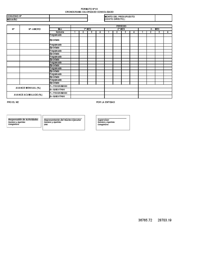 Formato #03 Cronograma Valorizado Consolidado | PDF