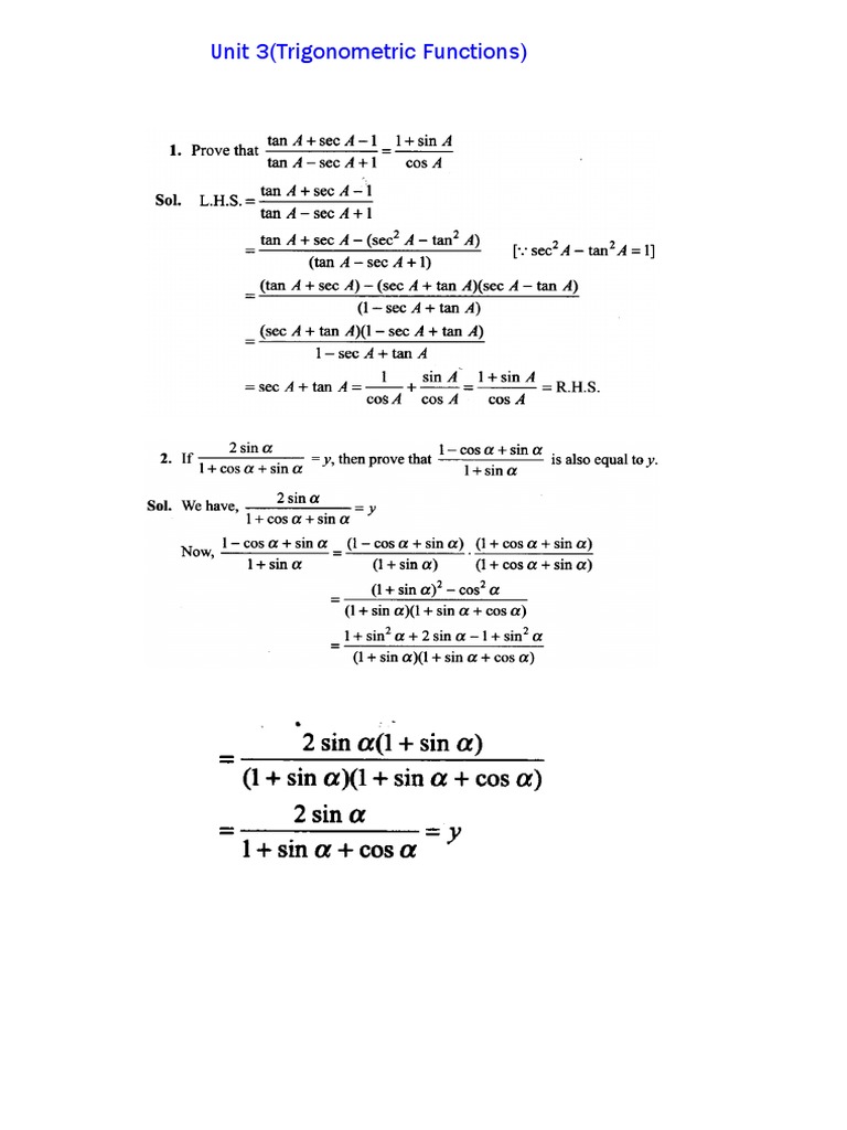 Trigonometric Functions and Identities | PDF | Trigonometric Functions | Equations