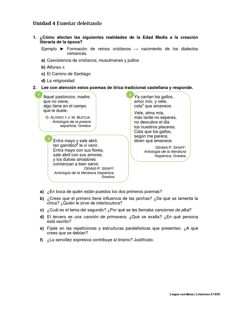 3esolc SV Es Ud04 Ev | PDF | Literatura en español | Literatura española