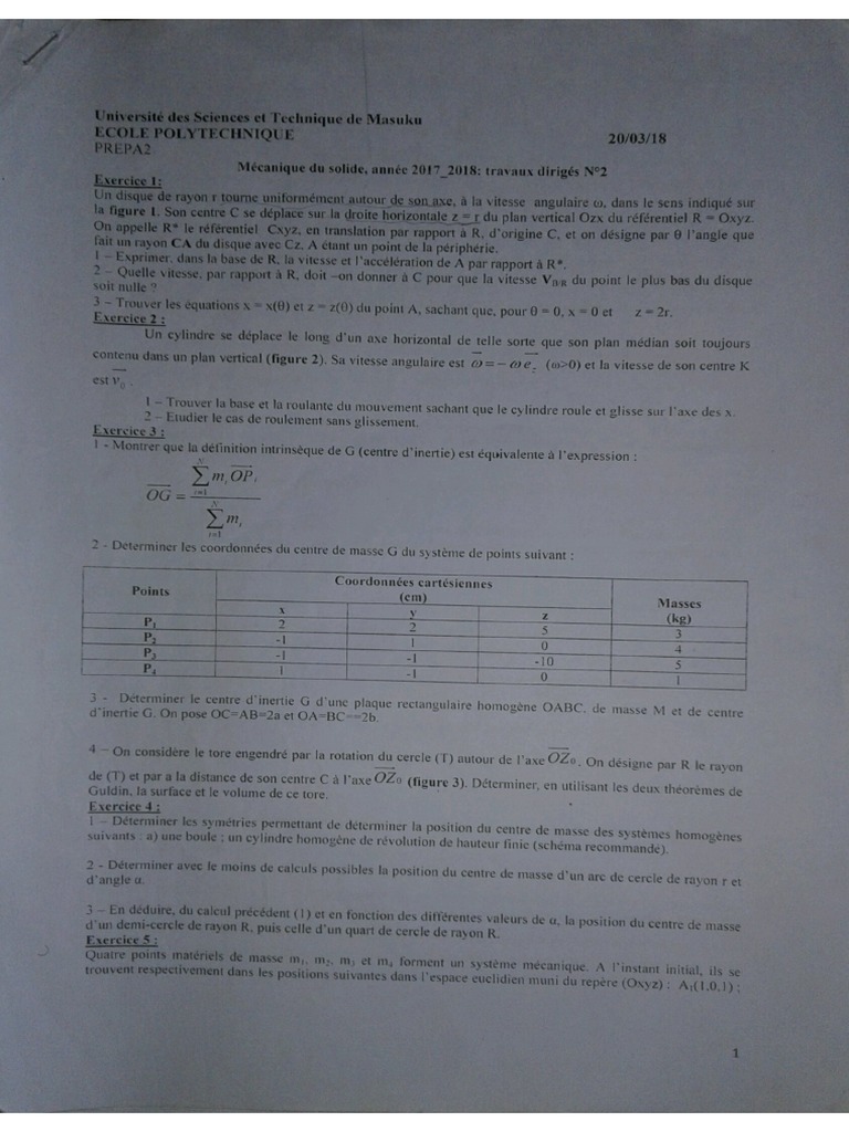 TD 2 Et Correction (Mécanique Du Solide) | PDF