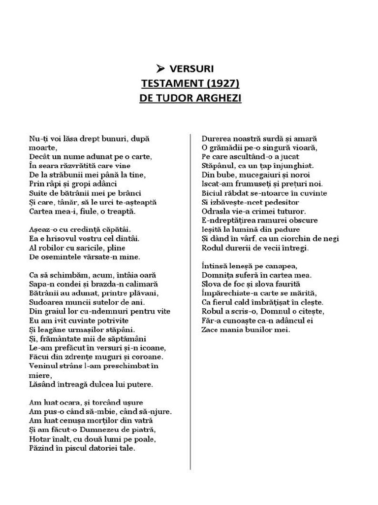 Testament Arghezi | PDF