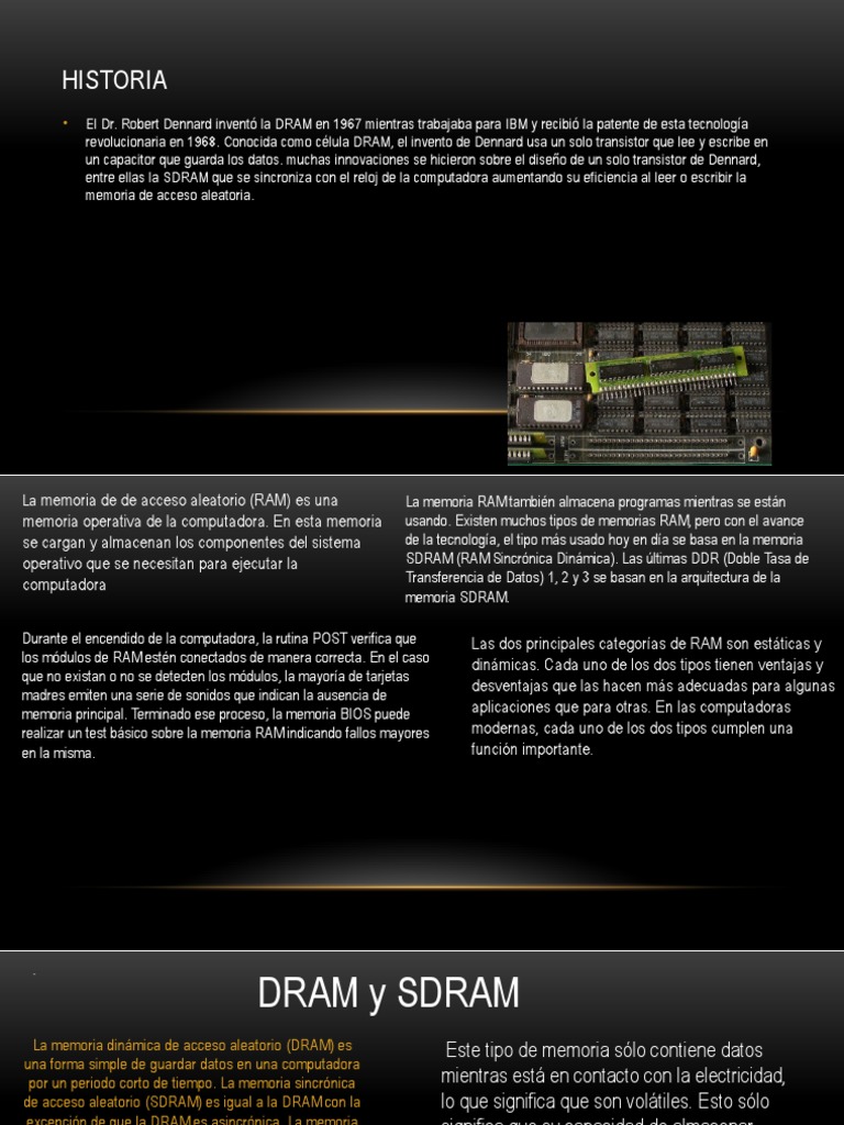 La historia y evolución de la memoria RAM | PDF | Memoria de acceso ...