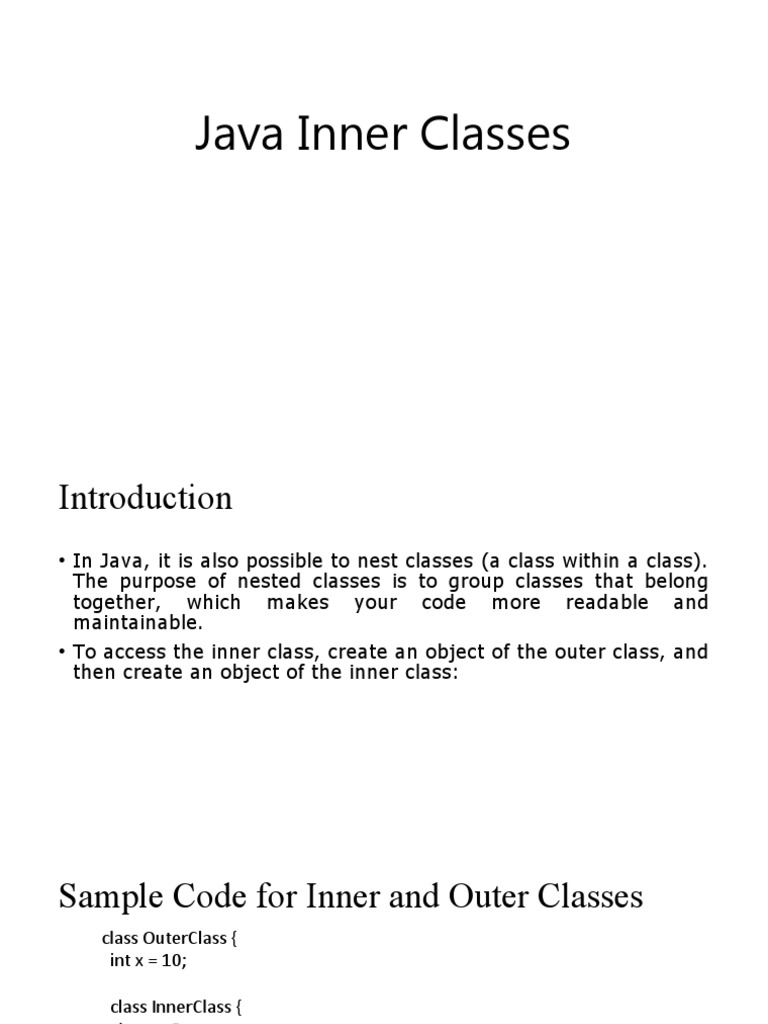Java Inner Classes Pdf Inheritance Object Oriented Programming 8451
