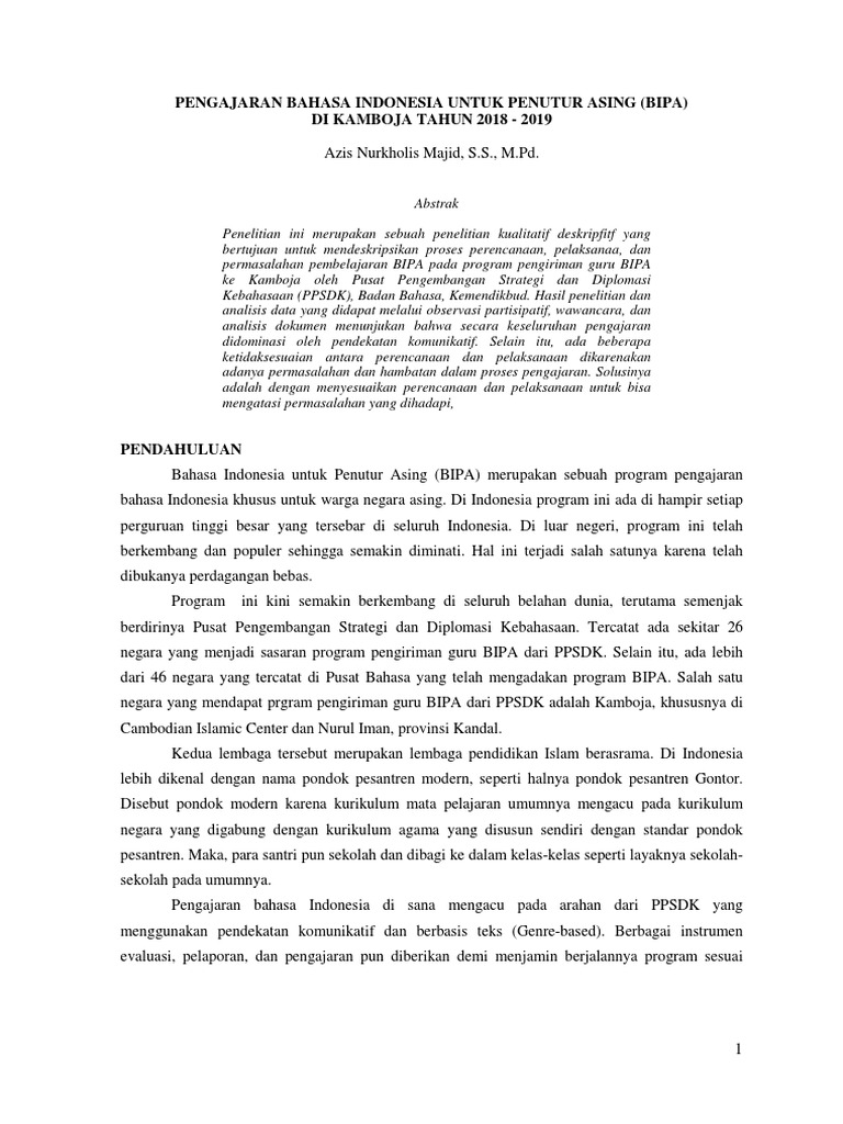 178pengajaran Bahasa Indonesia Untuk Penutur Asing | PDF