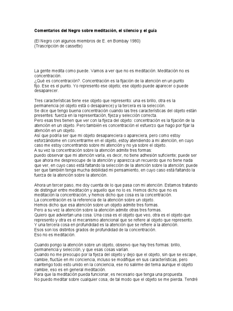 1980 - Comentarios Sobre Meditaci N BOMBAY | PDF | Meditación | Mente