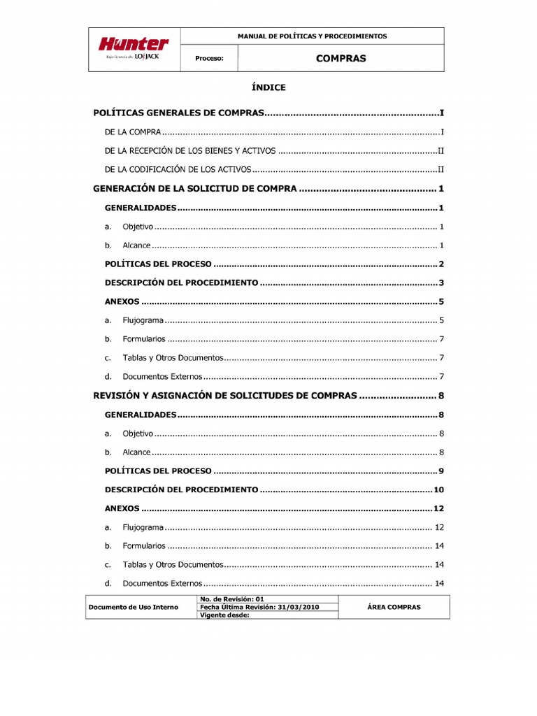 Manual de Procedmientos Dpto. de Compras | PDF
