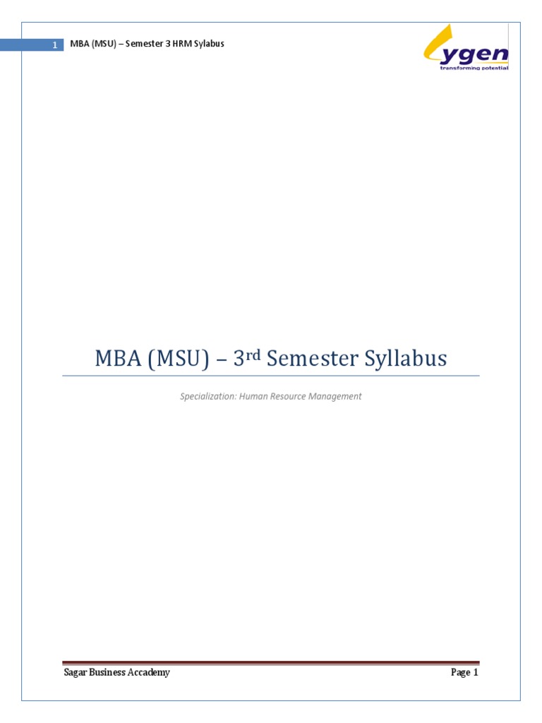 MBA Semester 3 HRM Syllabus | PDF | Performance Appraisal | Human ...