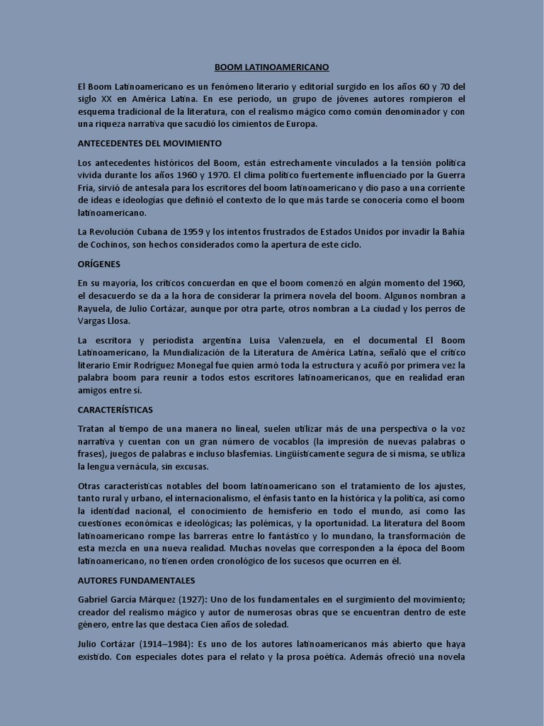 Boom Latinoamericano | PDF | Literatura latinoamericana