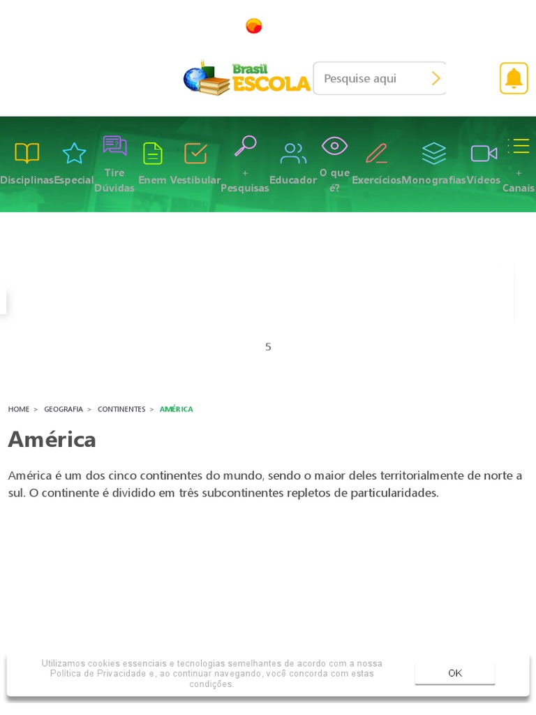 América - Dados Gerais e Lista de Países - Brasil Escola | PDF ...