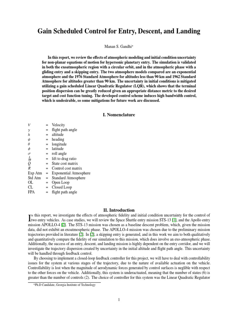 AE 6355 Project Report Manan Gandhi | PDF | Control Theory | Simulation