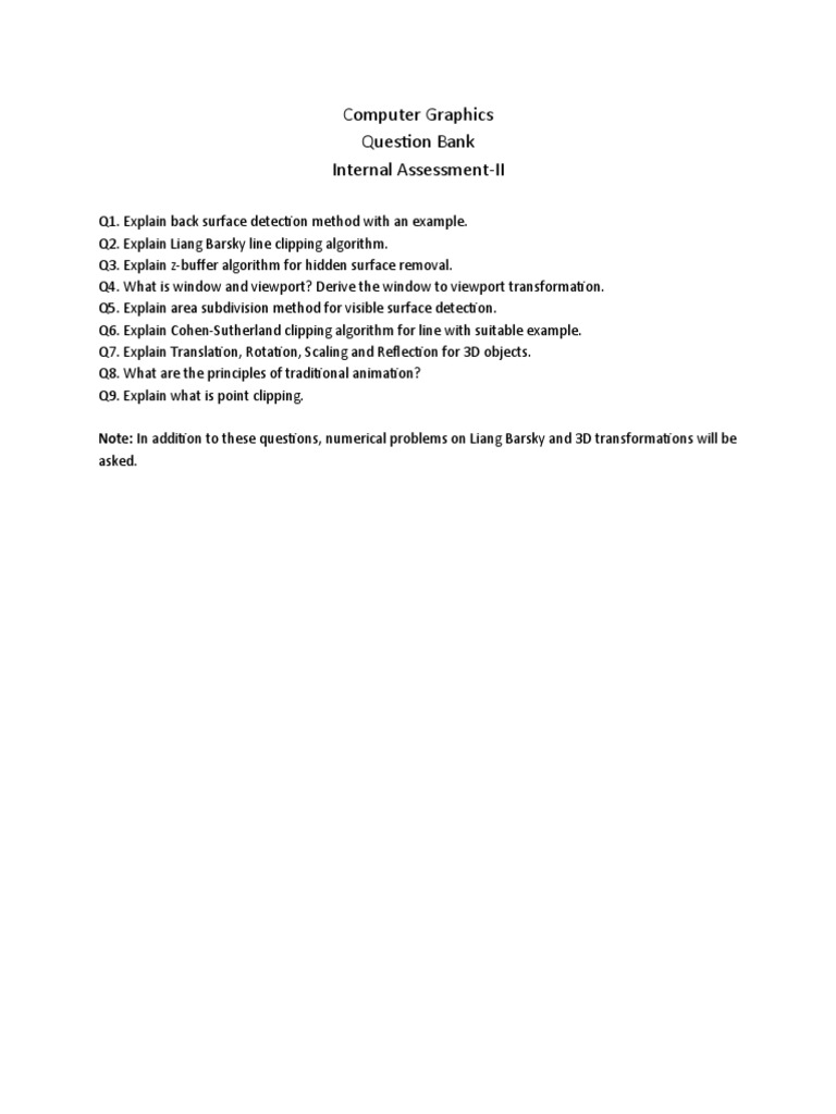 CG - Quest Bank (IA2) | PDF