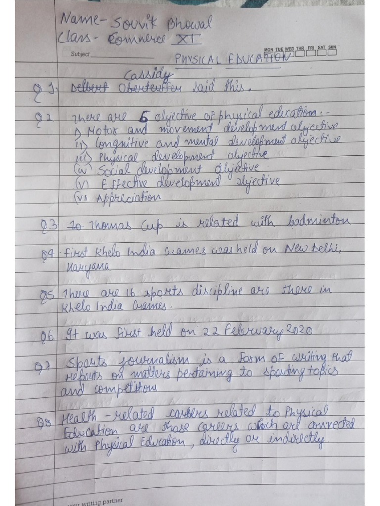 Physical Education Assignment | PDF