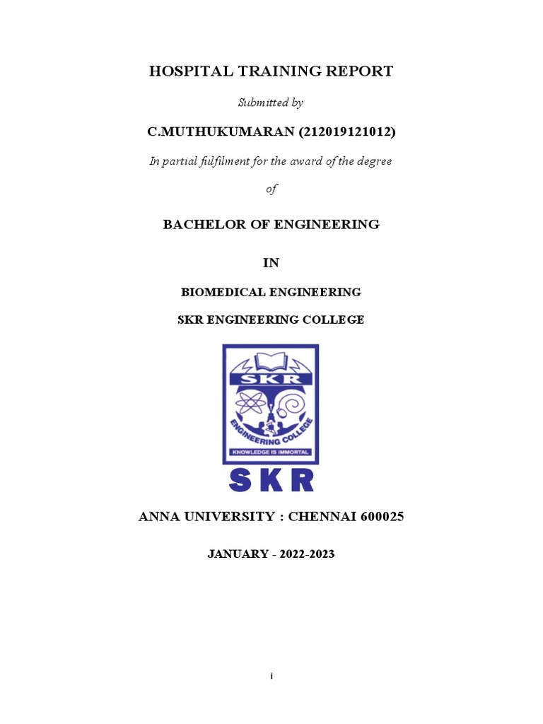 Hospital Training Report - Biomedical Engineering | PDF | Computers | Technology & Engineering