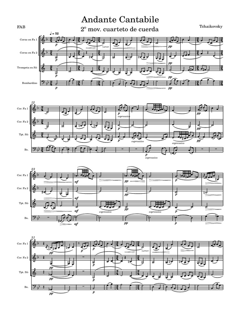 Andante Cantabile-Partitura y Partes | PDF