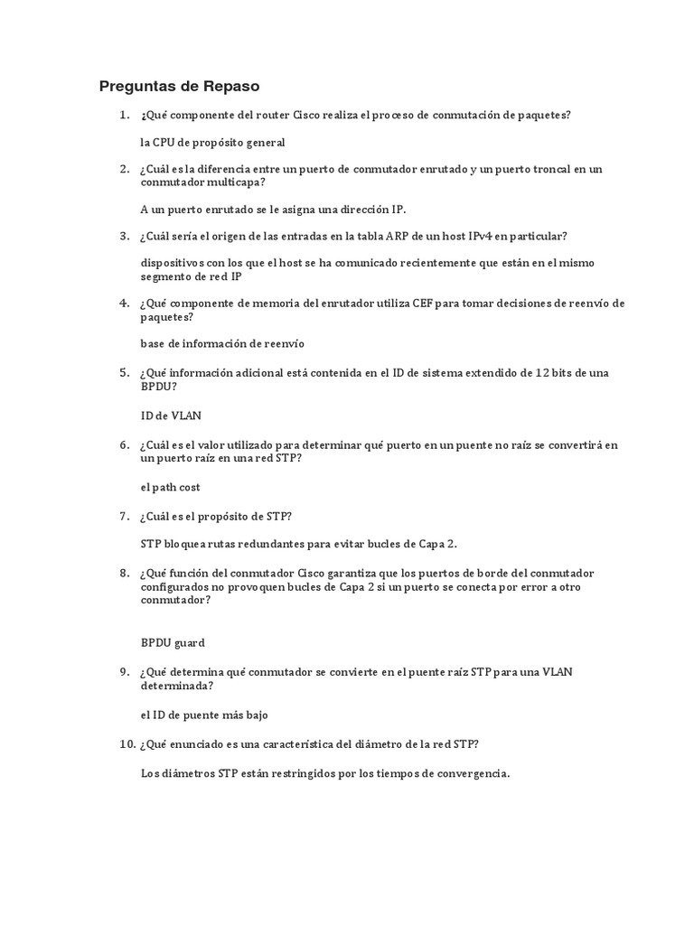 CCNP 8, M1. ENCOR-ENTERPRISE - CORE NETWORKING (CISCO) - Banco | PDF ...