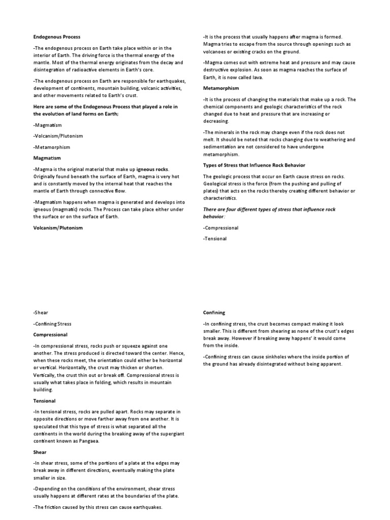 Endogenous Process | PDF | Rock (Geology) | Magma