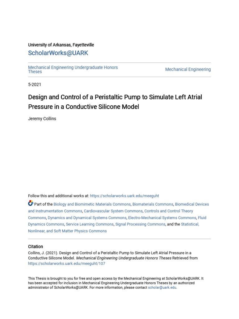 Design and Control of A Peristaltic Pump To Simulate Left Atrial | PDF | Control Theory | Fluid ...